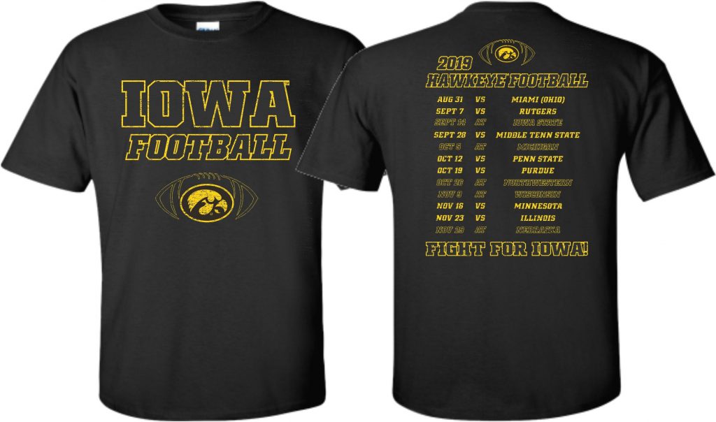 2019 Iowa Football Schedule Tee | Bravo Sports Marketing