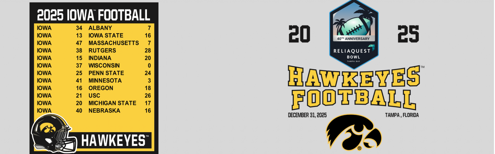 2025 Iowa Football Reliaquest Bowl Glassware | Bravo Sports Marketing